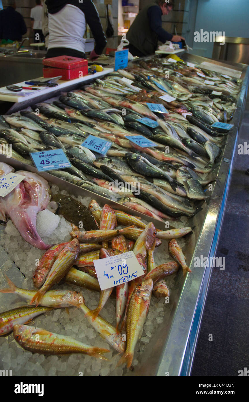 Fish stall central market hall Pula the Istrian peninsula Croatia ...