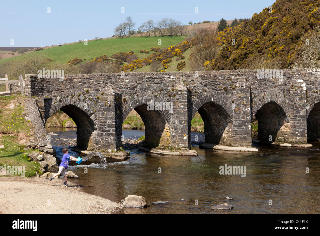 Landacre Bridge across the River Barle on Exmoor near Withypool ...