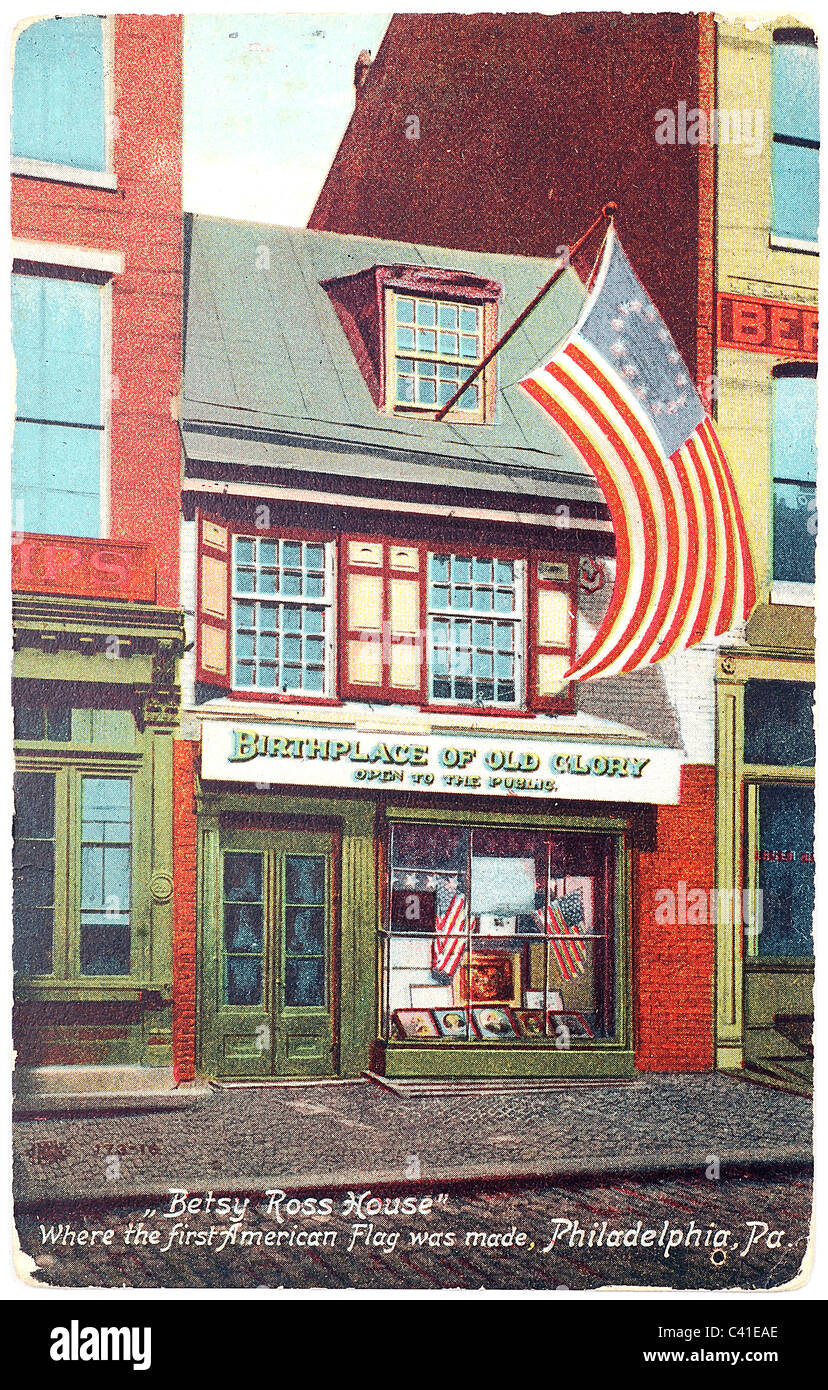 Early 1900s vintage postcard of Betsy Ross House in Philadelphia ...