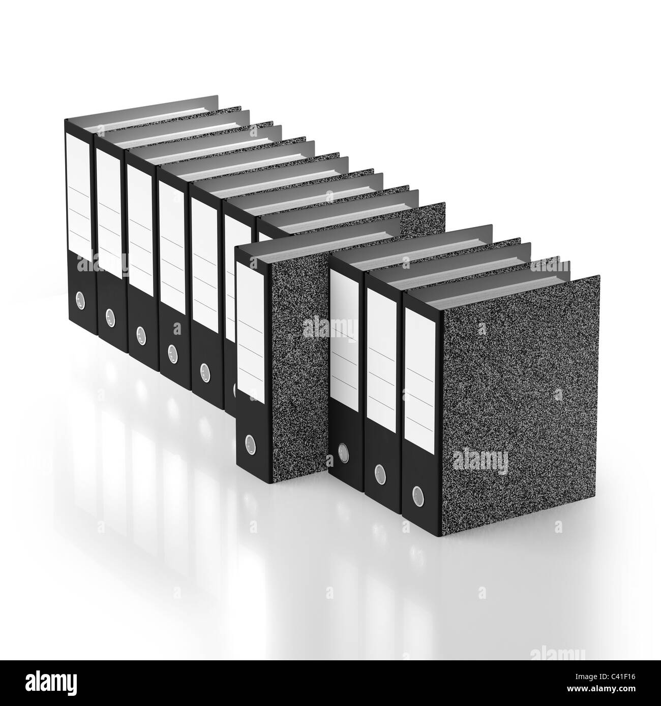 Folder standing out from row of folders on white background Stock Photo ...