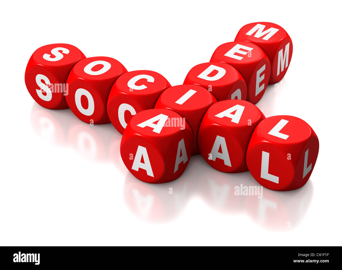 Social media as text on red dice or blocks on white background Stock ...