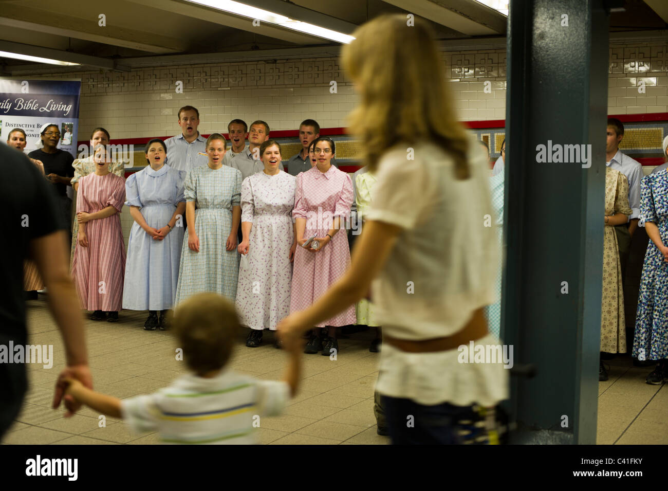 Mennonites sing hymns and pass out brochures as they proselytize in the ...
