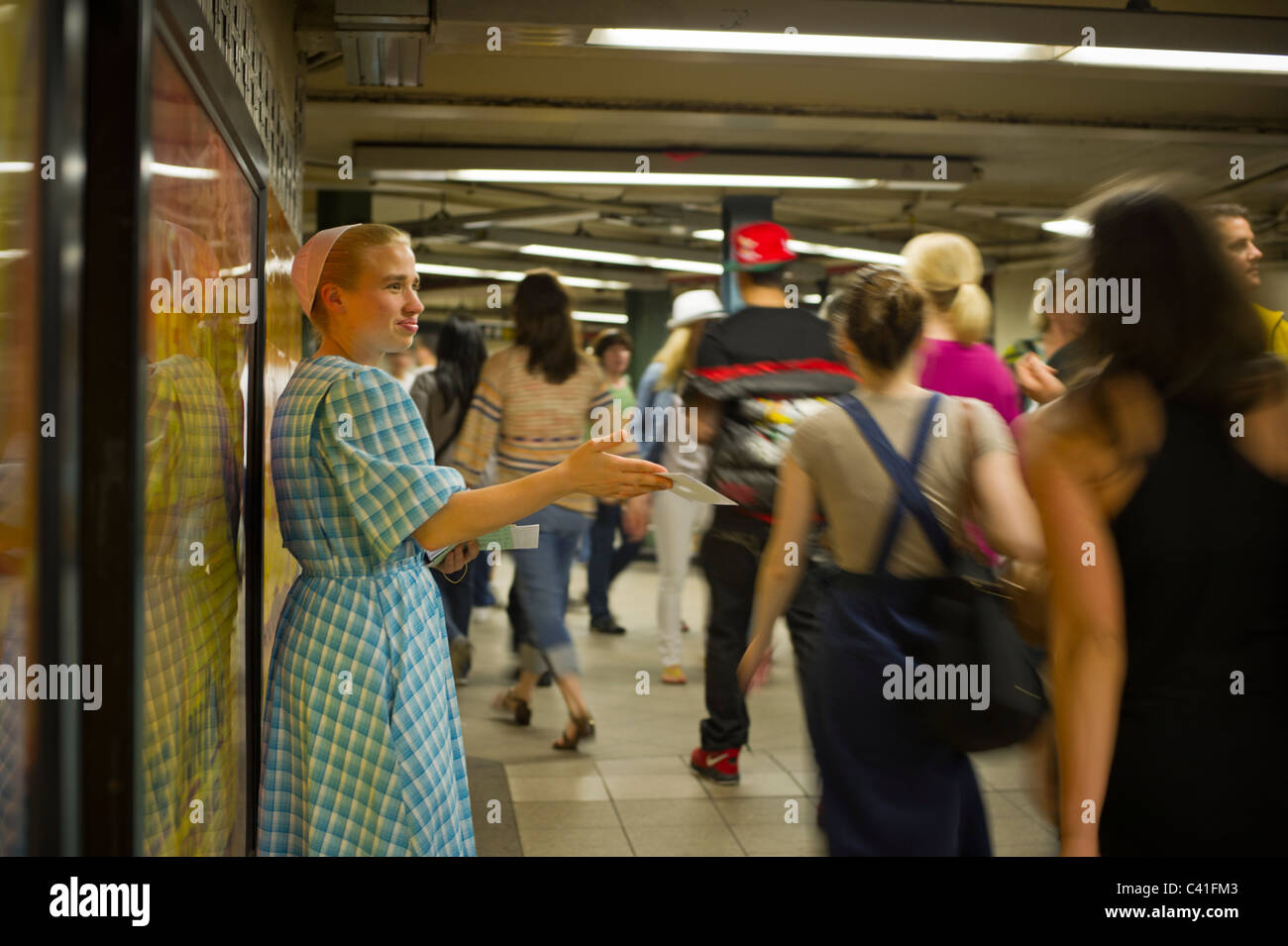Mennonites sing hymns and pass out brochures as they proselytize in the ...