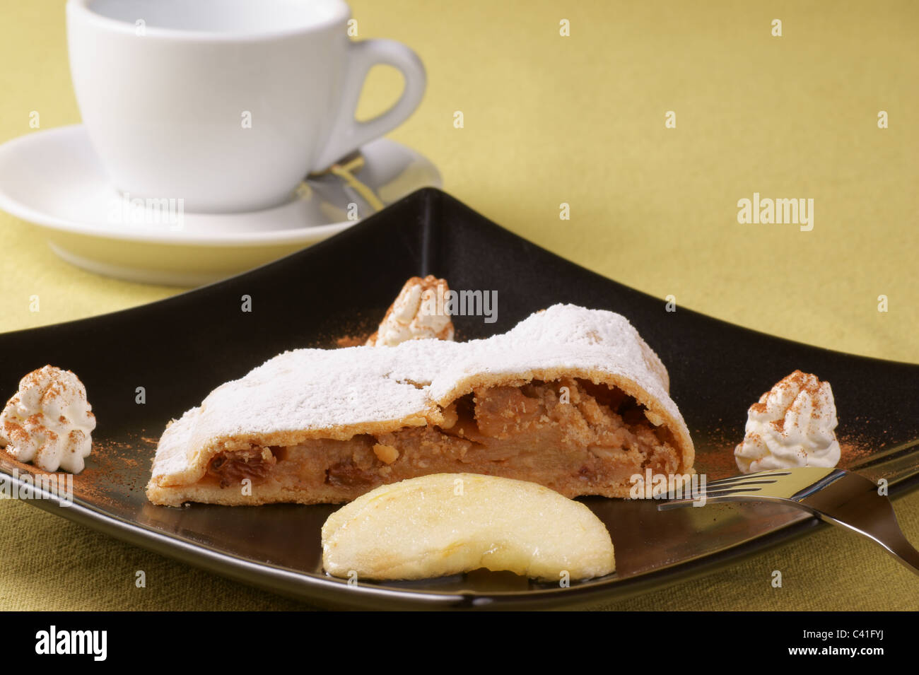 Apple strudel icing sugar on hi-res stock photography and images - Alamy