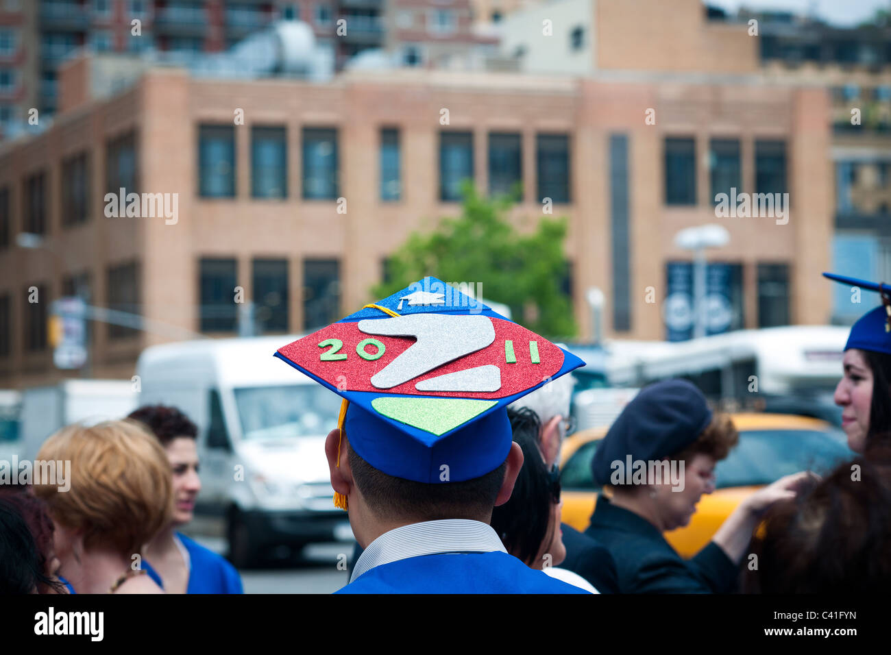 Very recent graduates and their friends and families after the Fashion ...