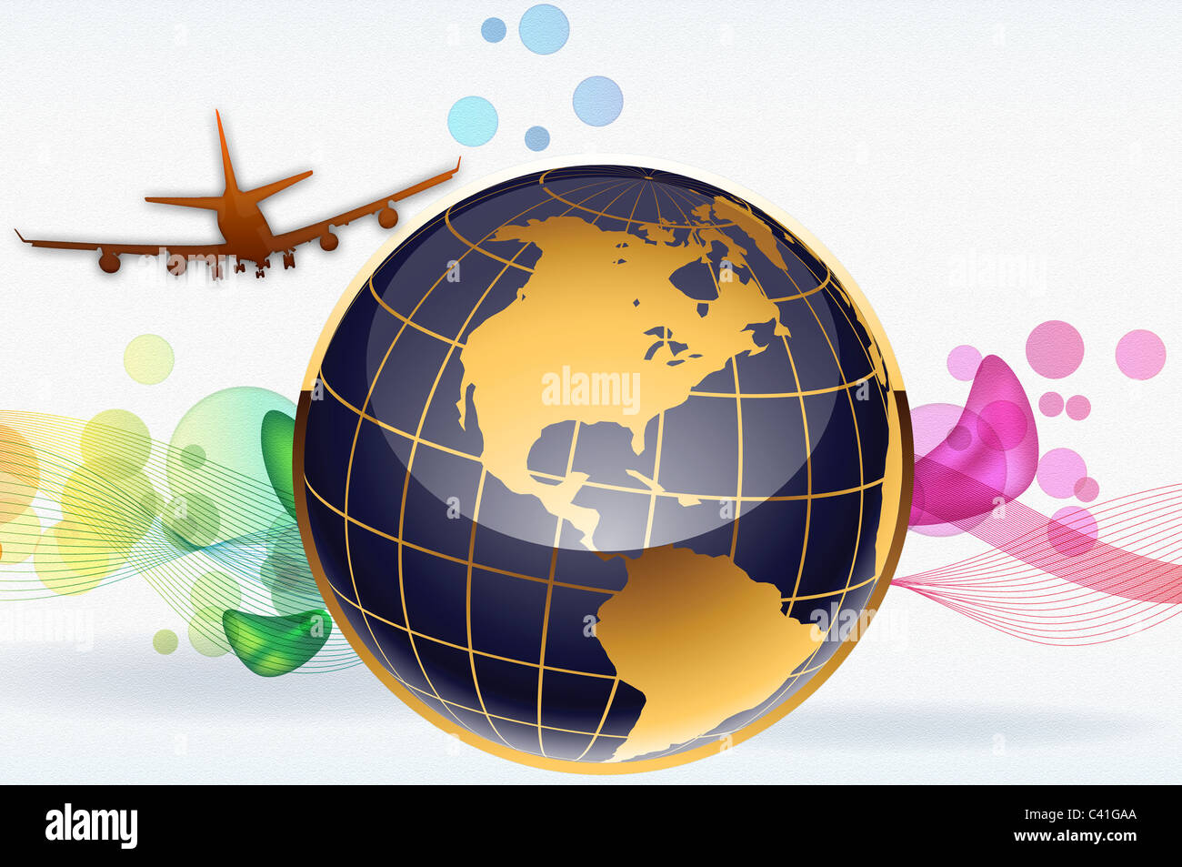 Airplane globe sign hi-res stock photography and images - Alamy