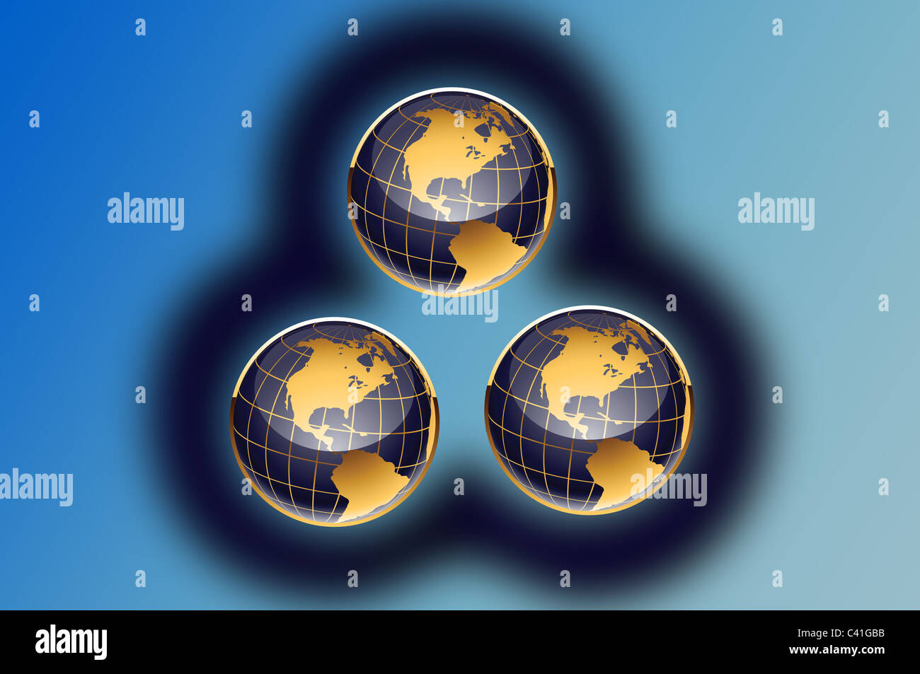 Three globes over gradient Stock Photo - Alamy