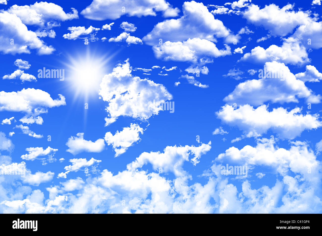 Blue sunny cloudy sky Stock Photo - Alamy