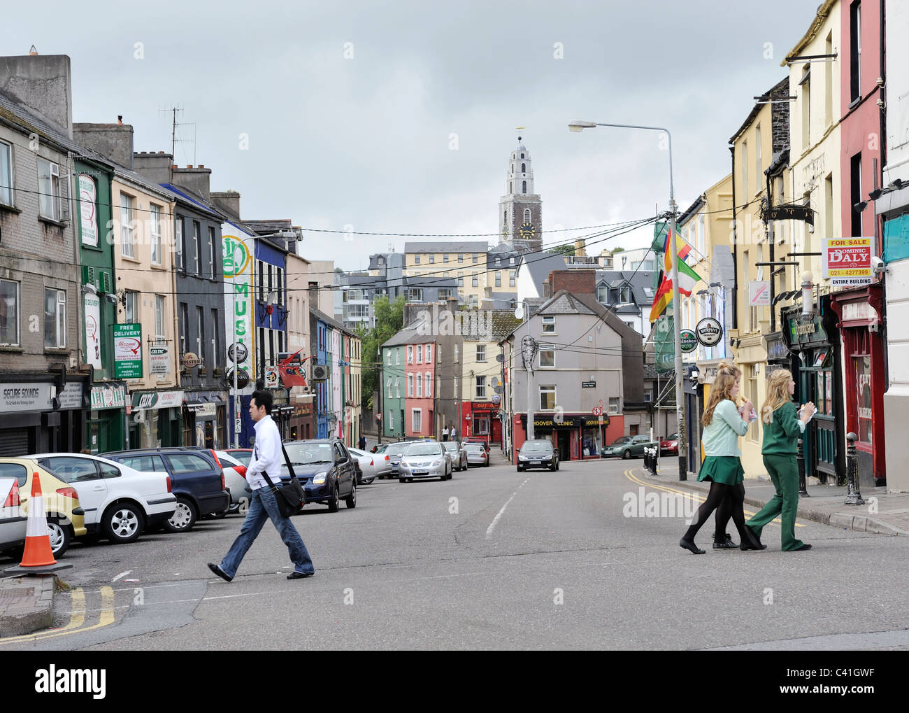 Coberg Street and Shandon Cork Ireland Stock Photo - Alamy