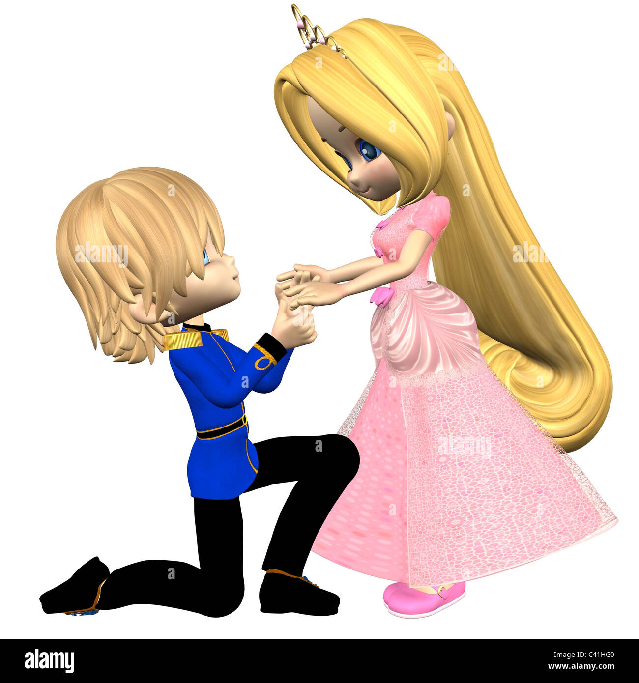 Prince And Princess Cartoon Holding Hands