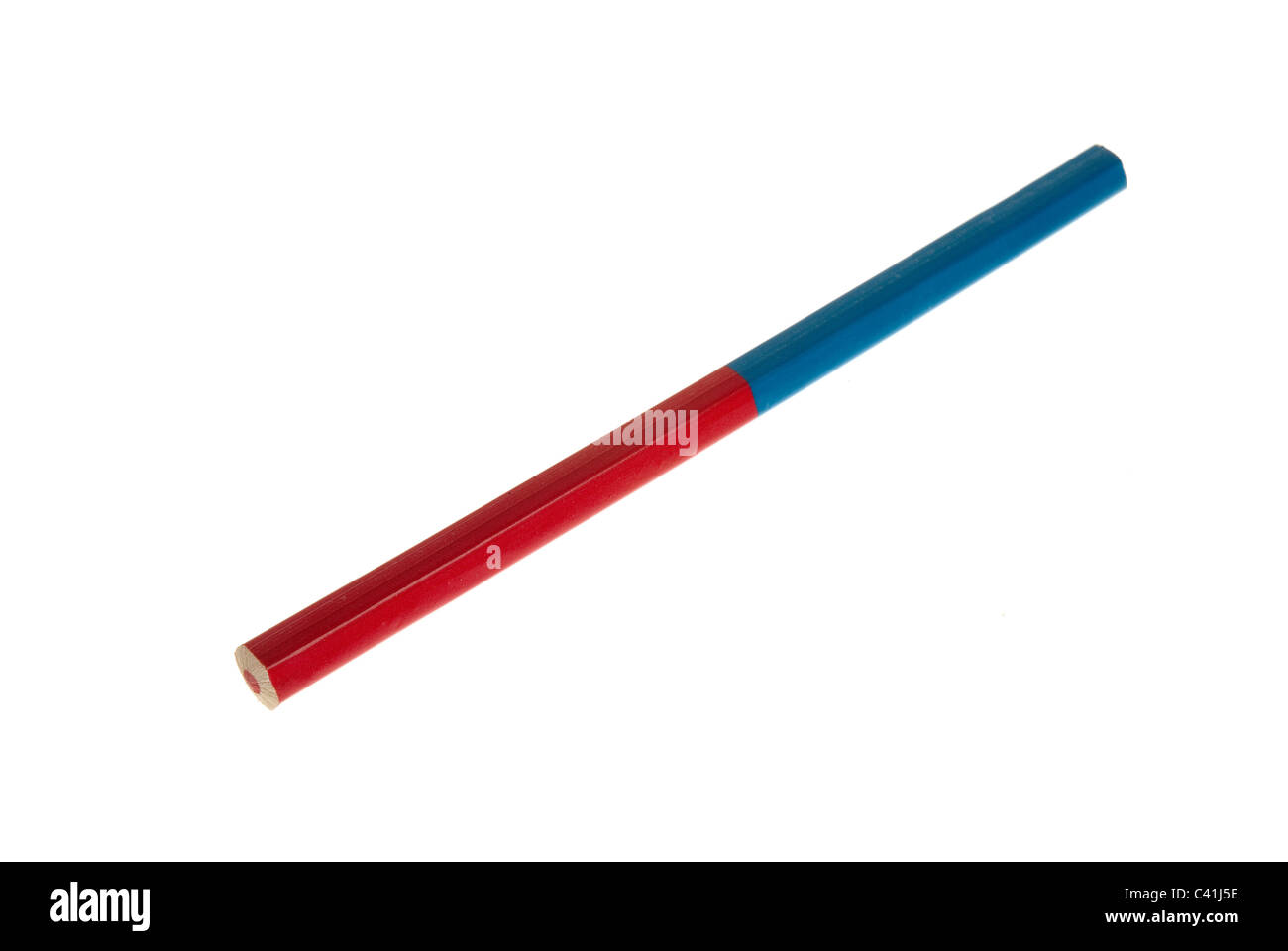 Thick red and blue state-pencil. For marking on rough surfaces. A white ...