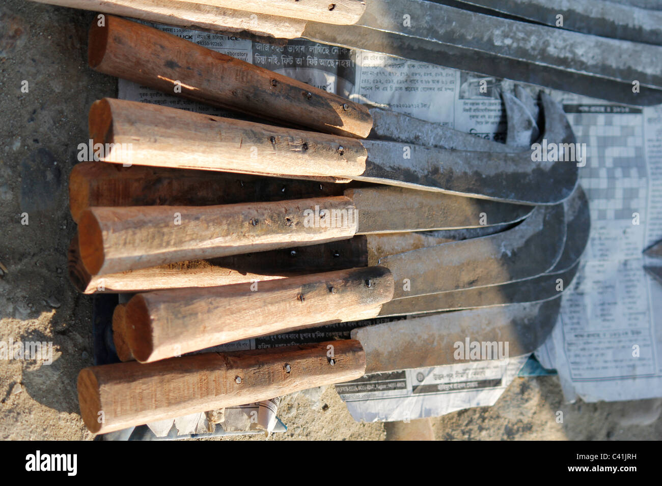 Sickle for Sell at Market, Miao, Arunachal Pradesh, India Stock Photo ...