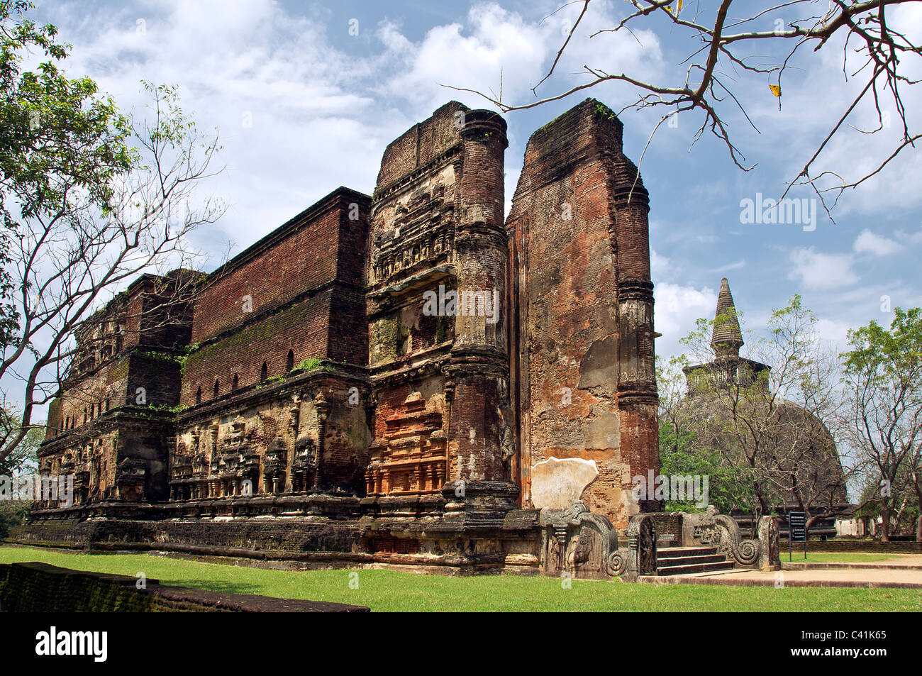 Lankatilaka Temple in foreground Kiri Vihara Stupa behind Polonnaruwa ...