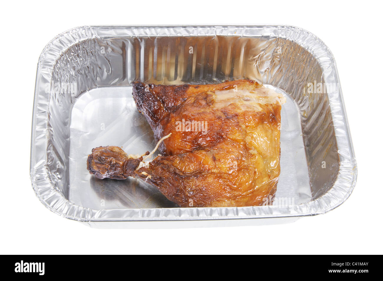 Roast Chicken in Foil Tray Stock Photo - Alamy