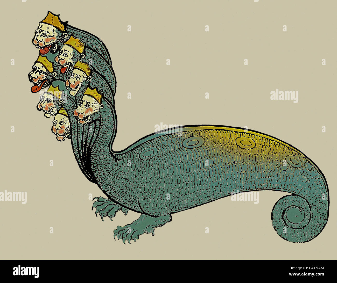 zoology, mythological creatures, Hydra Monstrosa, seven-headed water ...