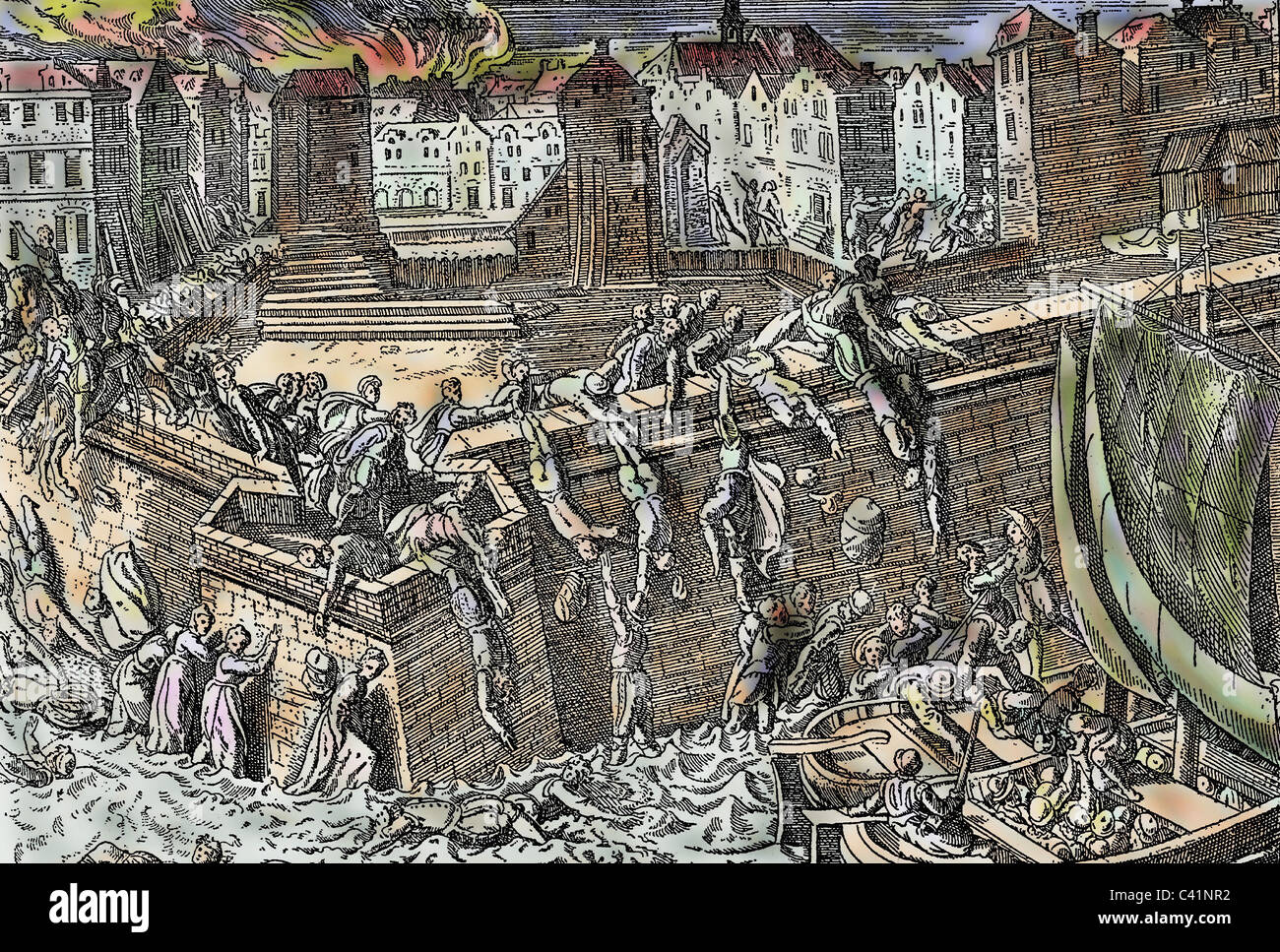 events, Eighty Years' War, 1568 - 1648, Spanish soldiers sack Stock ...