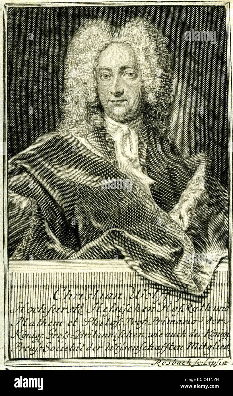 Wolff, Christian, 24.1.1697 - 9.4.1754, German polymath, half length ...