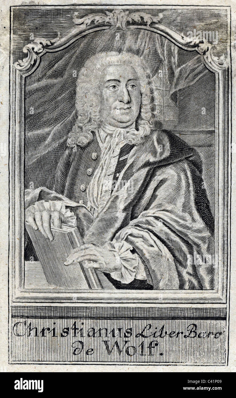 Wolff, Christian, 24.1.1697 - 9.4.1754, German polymath, half length ...