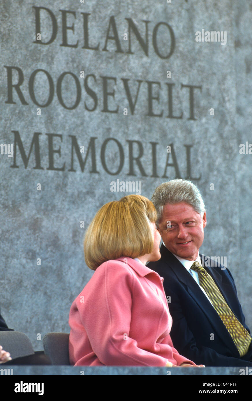 President Bill Clinton and First Lady Hillary at the inauguration of ...