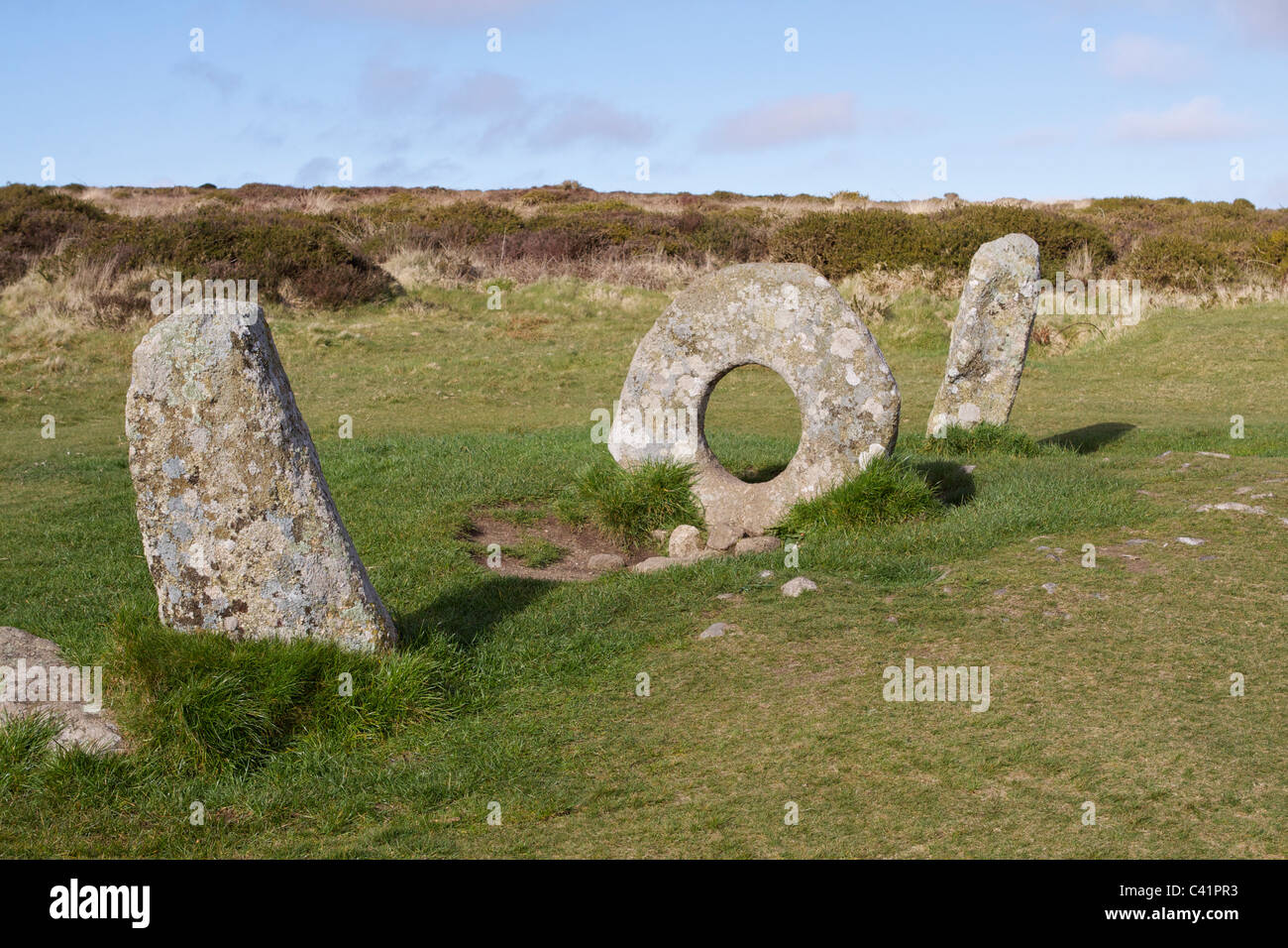 The Men-an-Tol (holed stone) made up of 4 granite structures possibly ...