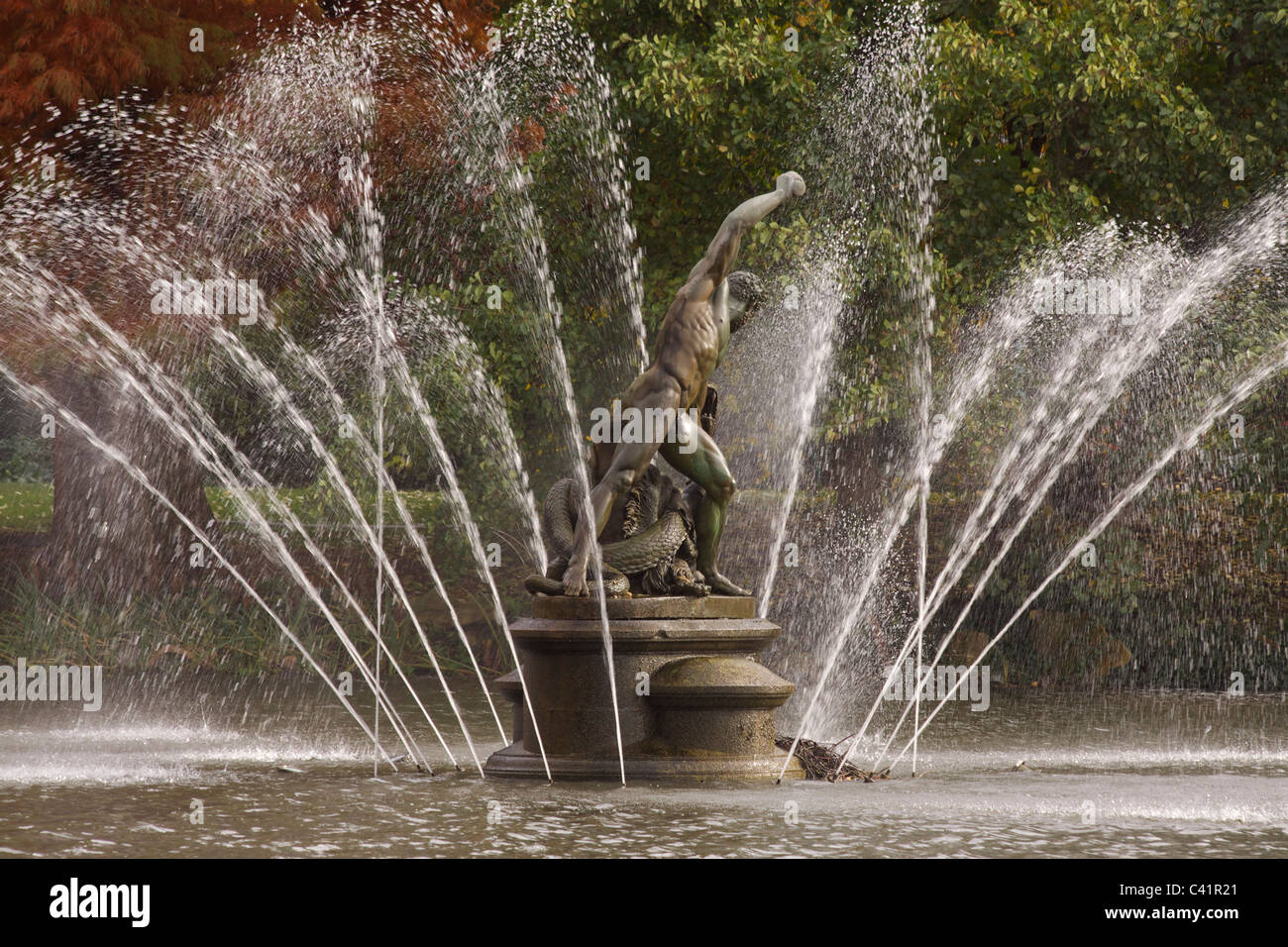 The fountain sculpture of Hercules wrestling the river-god Achelous in ...