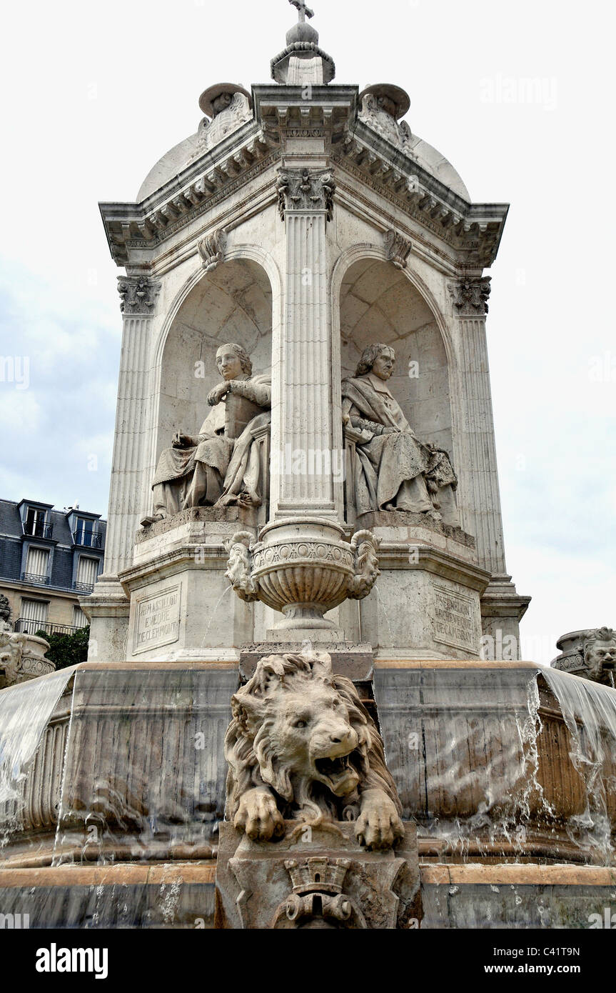 The Fountain of the Four Bishops, Saint Sulpice square, Paris, France ...