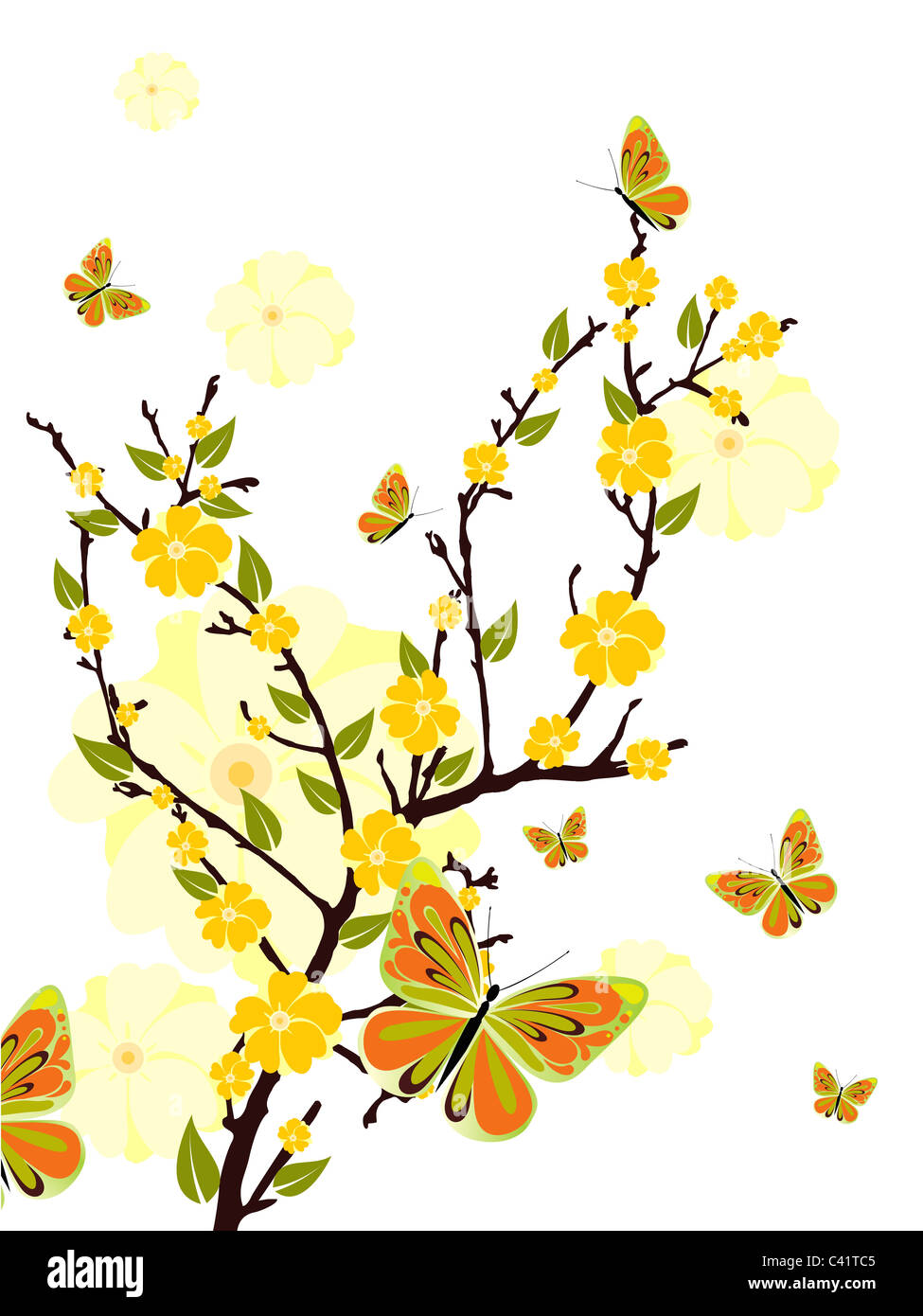 Butterfly spring blossom Cut Out Stock Images & Pictures - Alamy