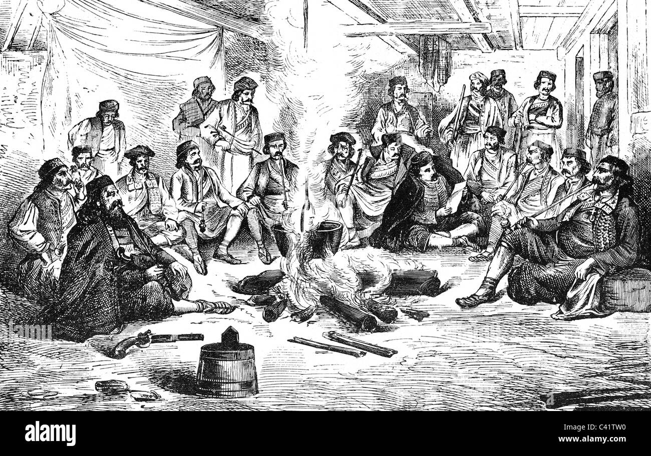 events, Balkan Crisis 1875 - 1878, Herzegovinian ear council, wood ...