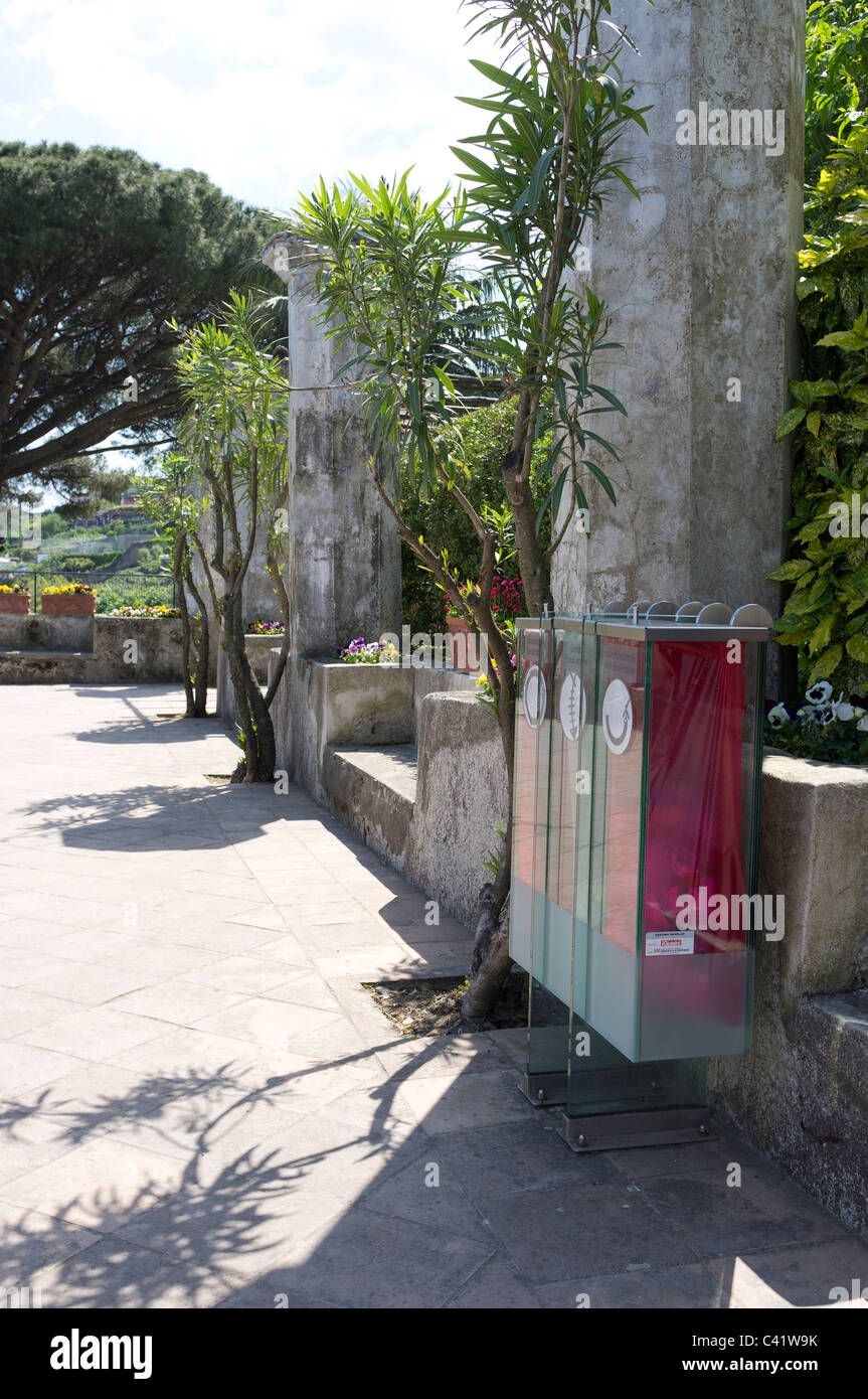 Modern design recycling bins in Villa Rufolo, Ravello (SA), Italy Stock ...