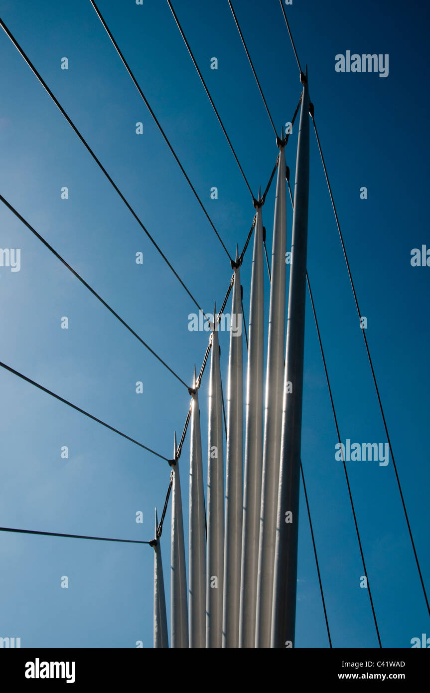 Detail from the MediaCityUK swing footbridge over the Manchester Ship ...