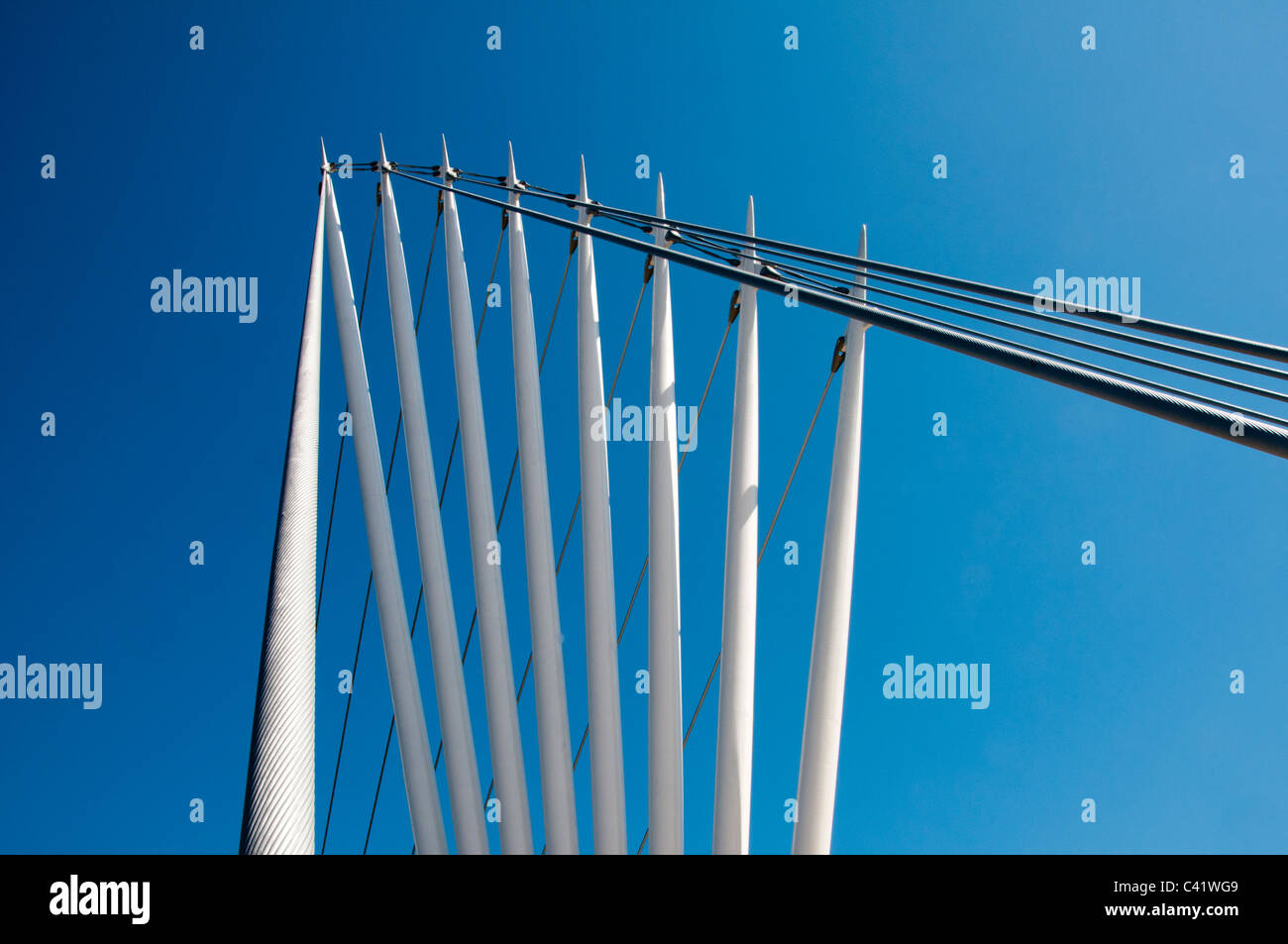 Detail from the MediaCityUK swing footbridge over the Manchester Ship ...
