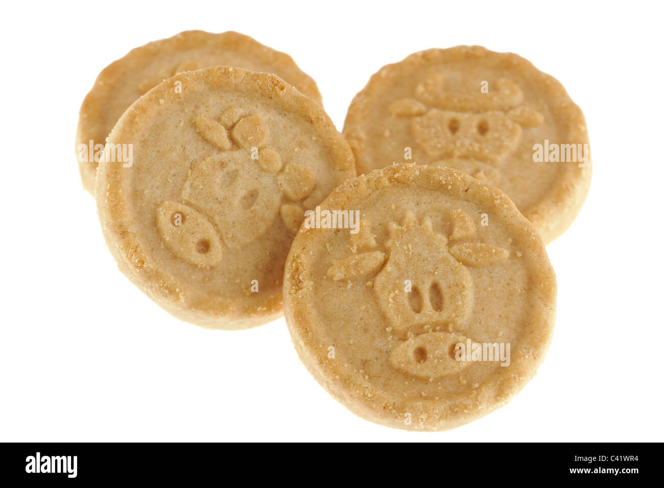 Pile of Fox's Moos mini malted milk circular biscuits Stock Photo - Alamy