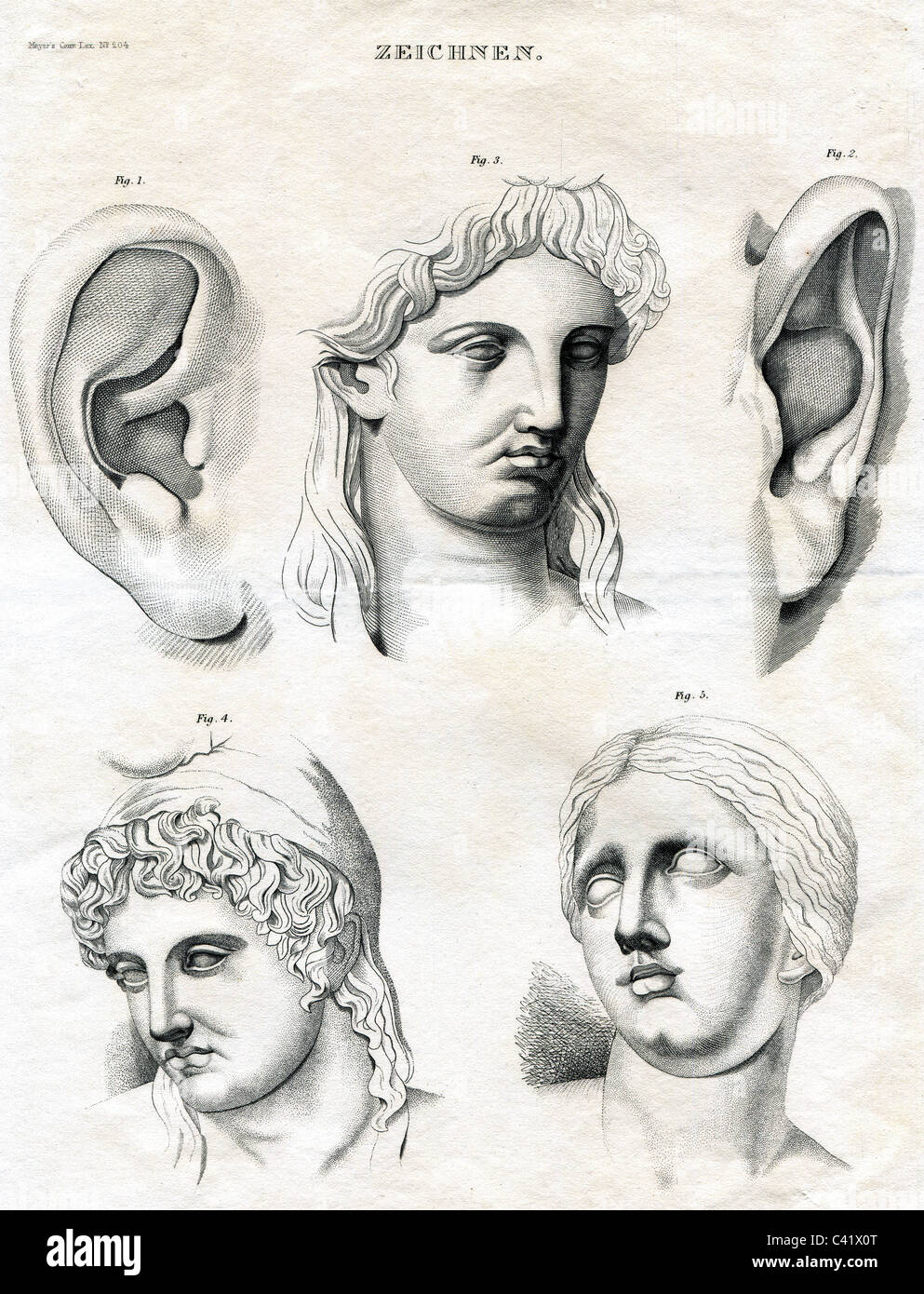 fine arts, drawing, ancient portraits, steel engraving, Meyers ...