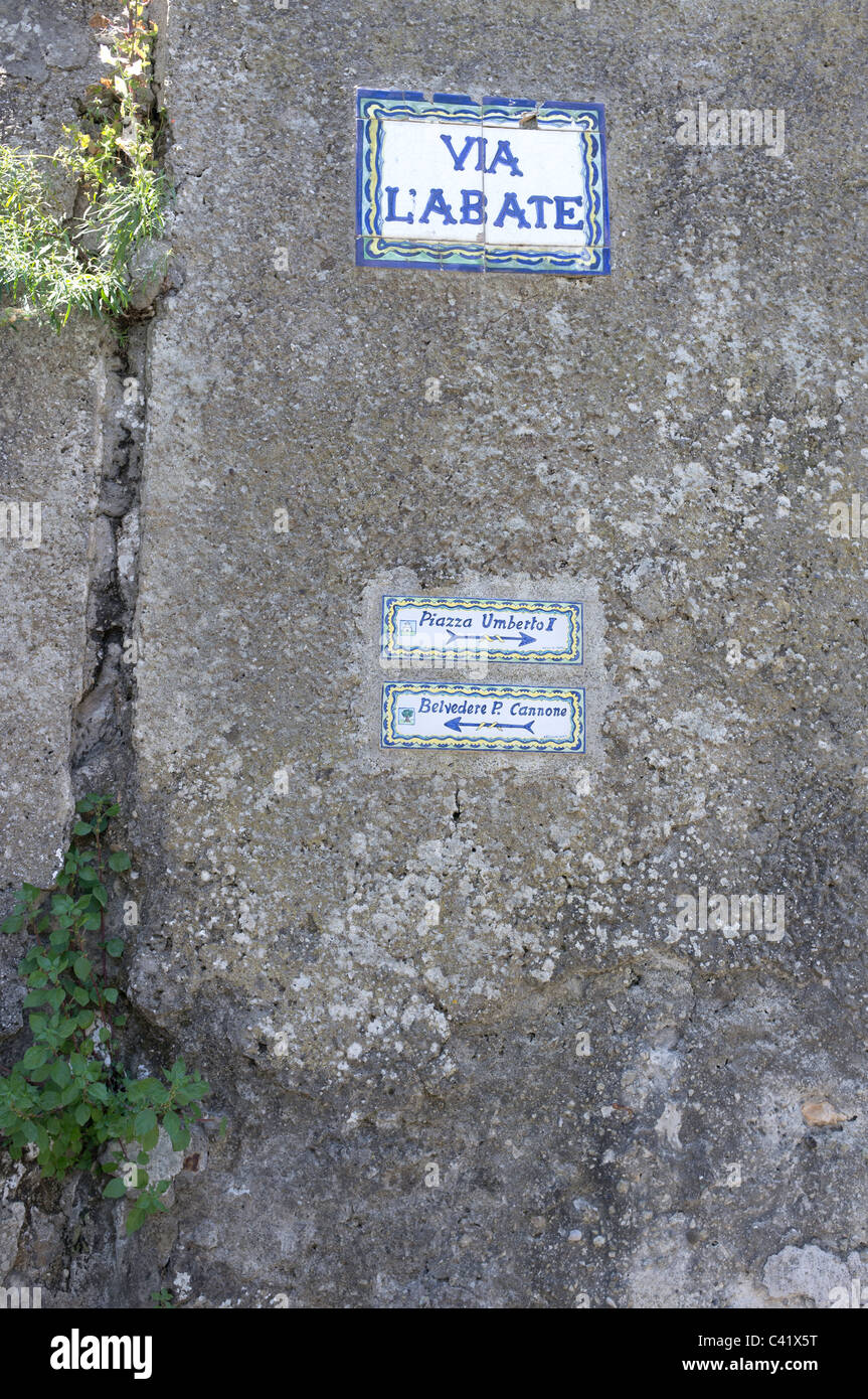 Locally produced ceramic street signs on the Isle of Capri Stock Photo ...