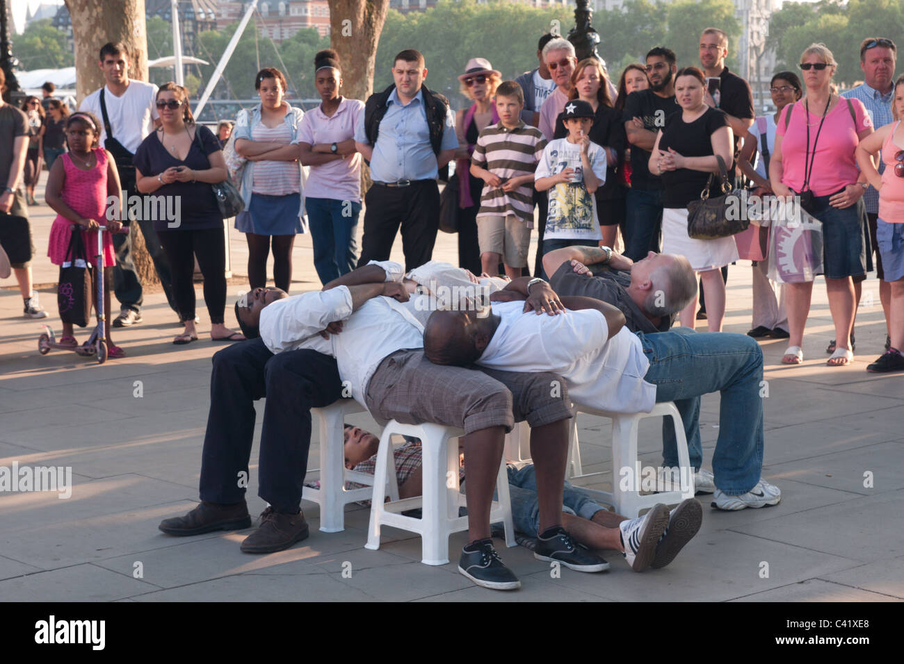 In an act of balancing to prove that with each others support there is ...