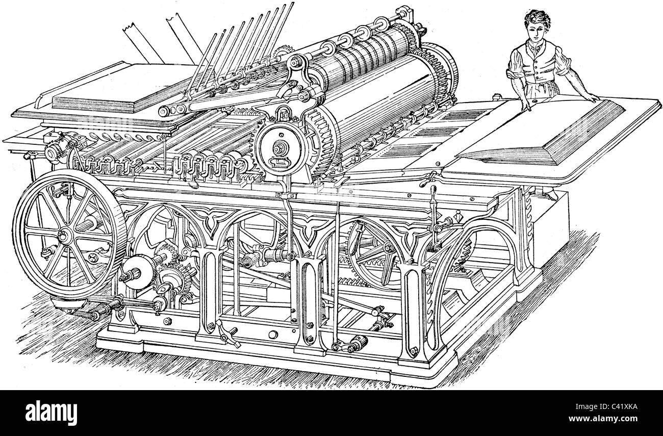 Printing Press Drawing