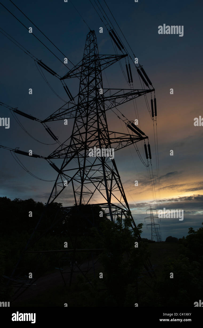 Pylons at night hi-res stock photography and images - Alamy