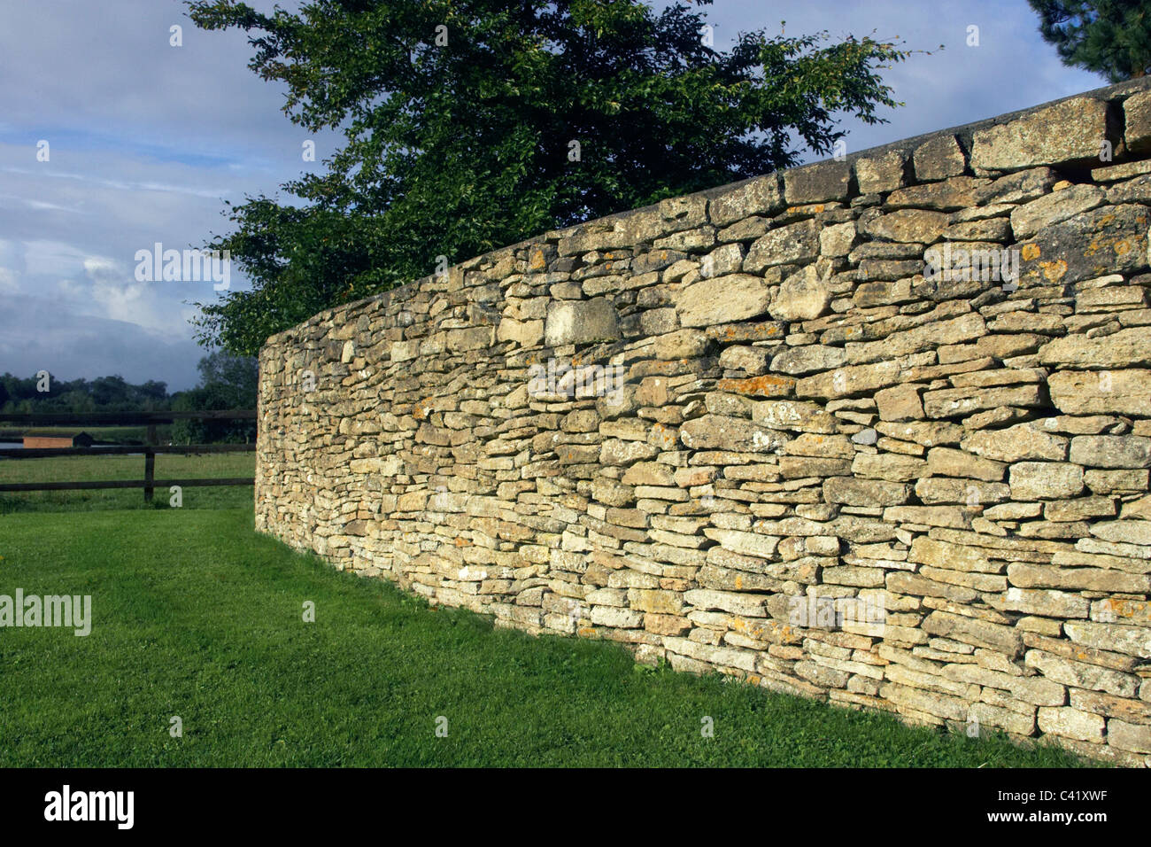 Drywall built with Mendip Somerset stones Somerset England UK Stock ...