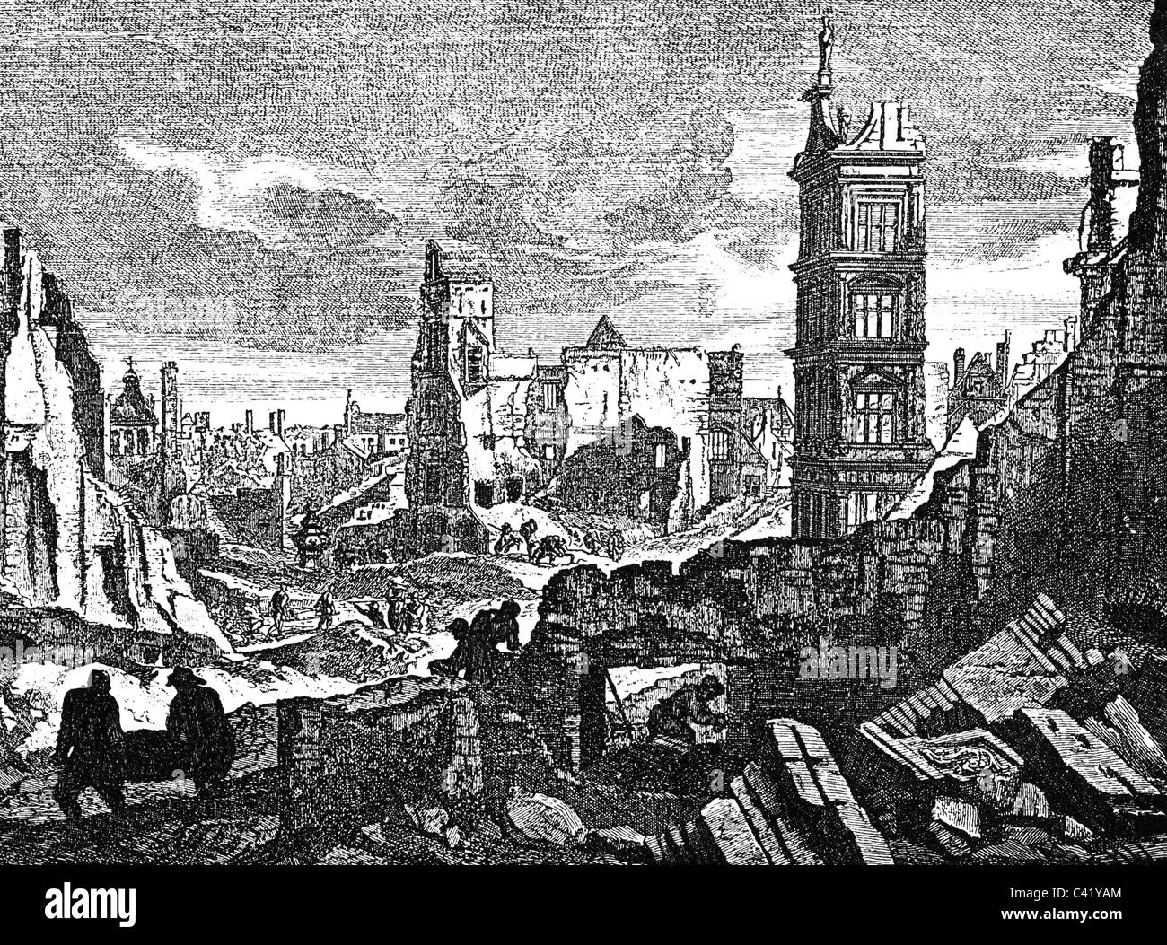 events, Nine Years War 1688 - 1697, Bombardement of Brussels by the ...