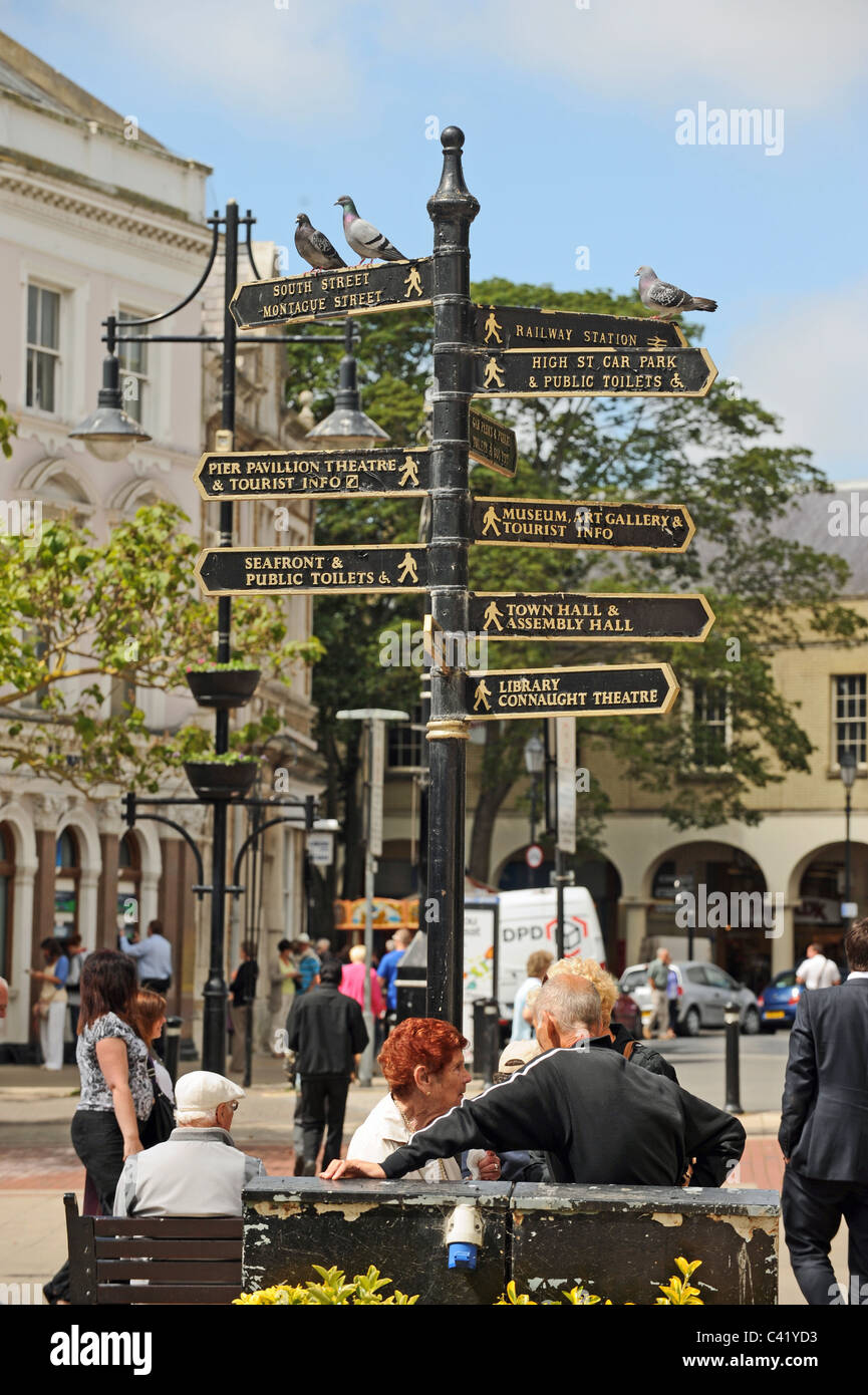 Tourist information signpost in Worthing town centre West Sussex UK ...