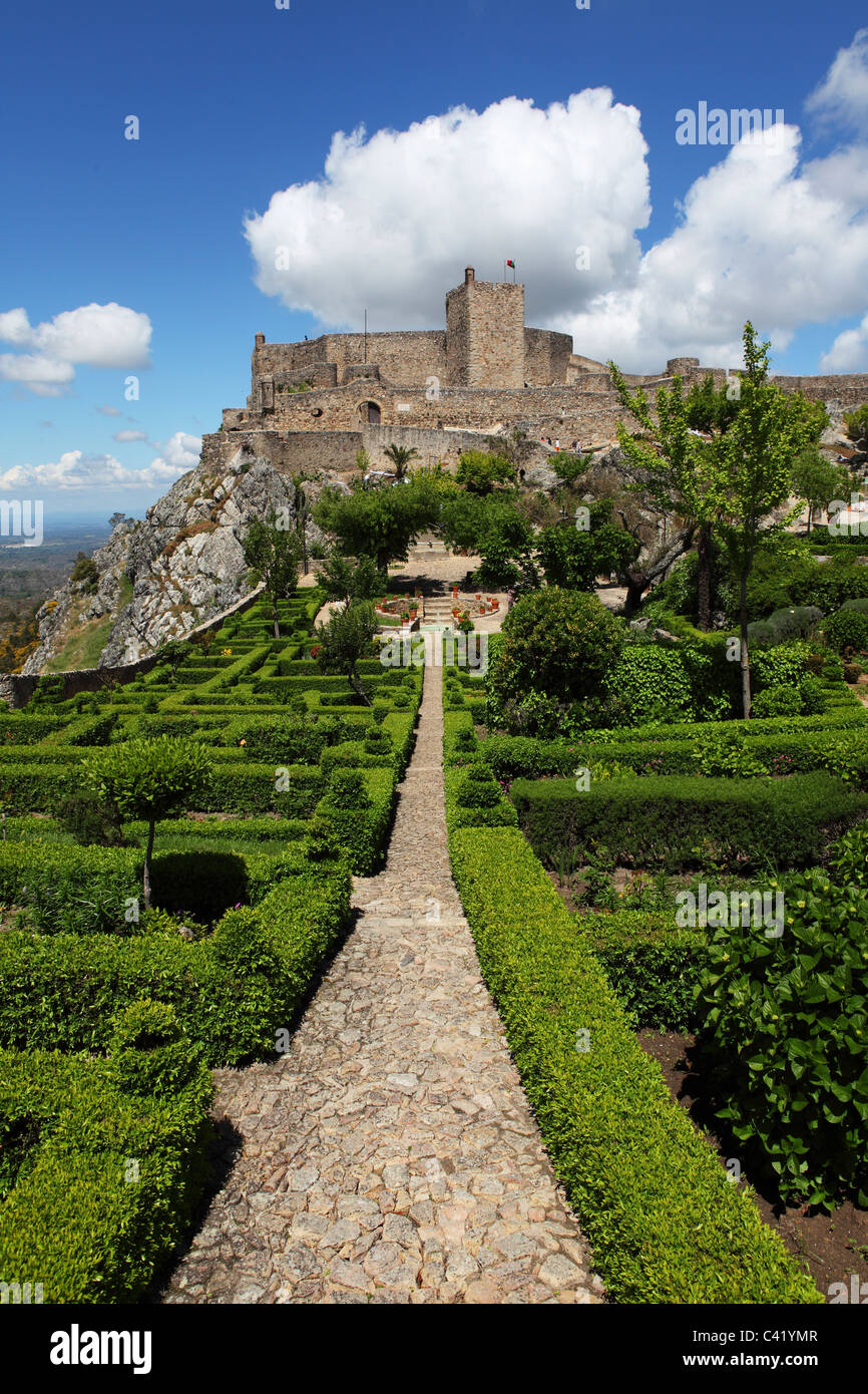 Marvao Castle and the municipal gardens at Marvao in the Alentejo ...