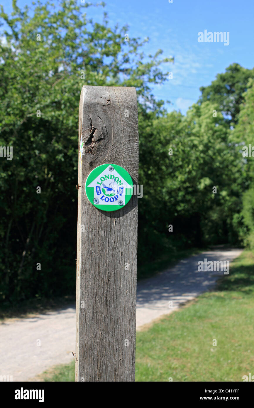 London Loop sign post in Hogsmill Open Space, Ewell Surrey England UK ...