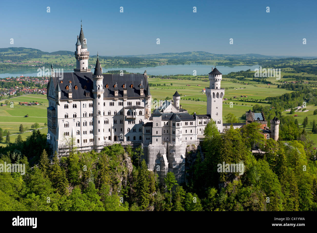famous landmark castle Neuschwanstein of King Ludwig II in upper ...