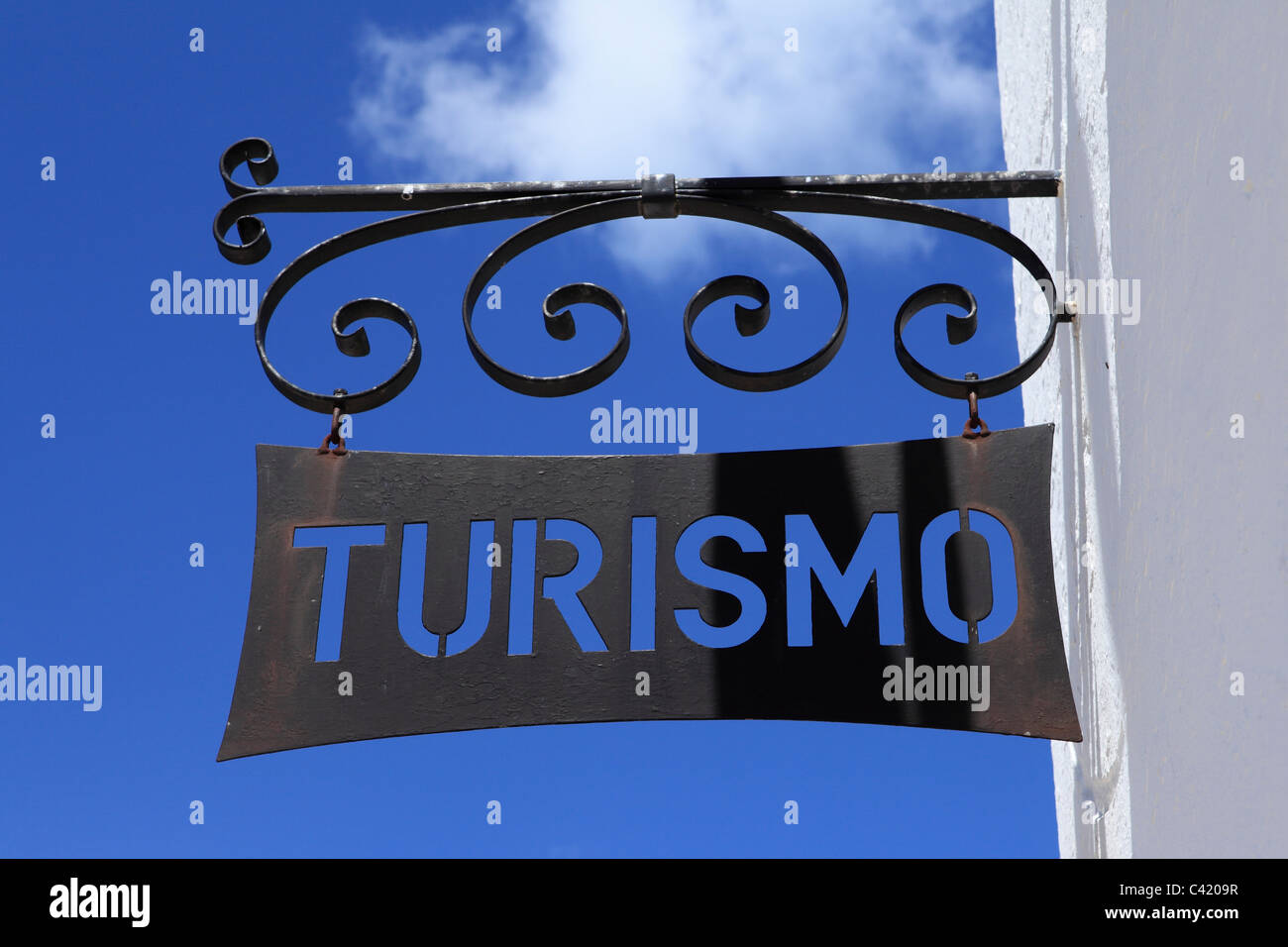 A sign for Turismo (Tourist Information) at Marvao in the Alentejo ...