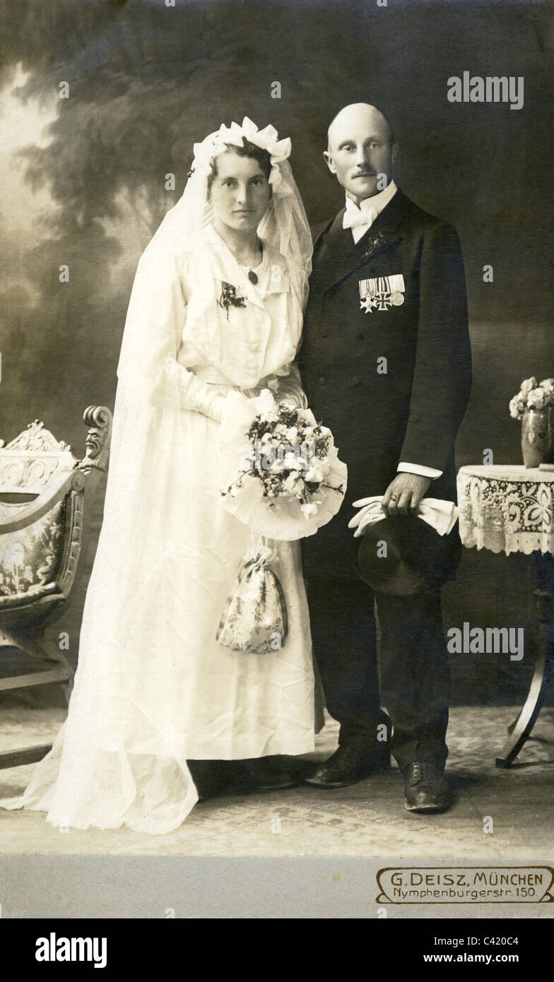 people, marriage, bridal couple, cabinet card, Georg Deisz, Munich ...
