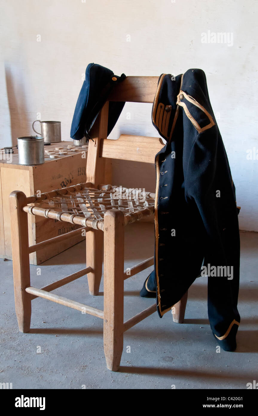 Uniform coat and cap, soldiers' quarters, Bent's Old Fort National ...
