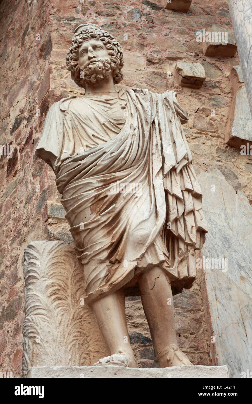 A Roman statue at the Roman Theatre (Teatro Romano) at Merida in the ...