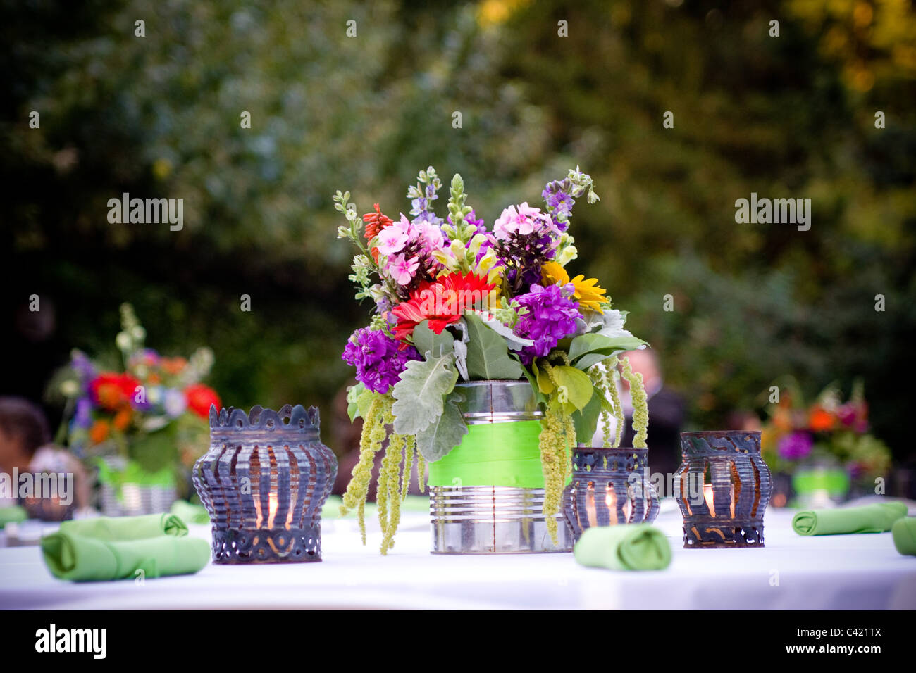 Rustic table setting for wedding Stock Photo - Alamy