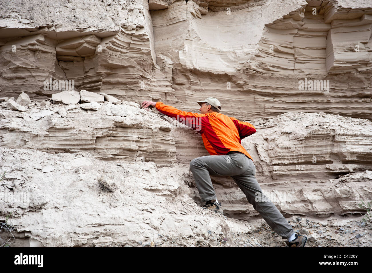 Scientist examines layers of silt from Glacial Lake Missoula, which ...