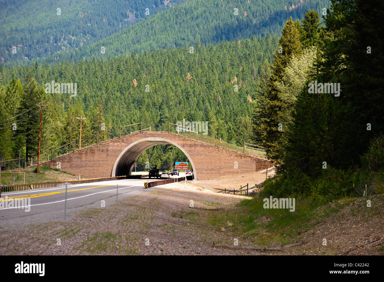 This bridge over highway 93 in western Montana is designed to allow ...